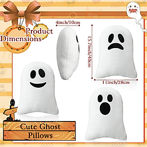 Tradder 3 Pcs Halloween Pillows Cute Ghost Shaped Pillow Halloween Decorative Throw Pillow 15.7'' Stuffed Ghost Fluffy Plush Pillow Soft Cute Throw Pillow for Halloween Home Party Decor Gift (Funny)