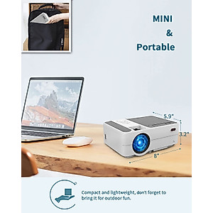 Mini 1080p Projector with WiFi and Bluetooth Outdoor, Portable Home Theater Full HD Bedroom Projector Wireless Sync for iPhone/Android, TV Projectors with Apps Netflix Android OS, HDMI AV USB Port