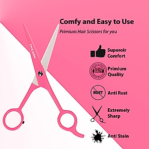 Professional Hair Cutting Scissors 6.5 inch Extremely Very Sharp Right-Hand Razor Edge Barber Scissors for Men and Women, Hair Cutting Shears Made of 420c Stainless Steel (Hot Pink)