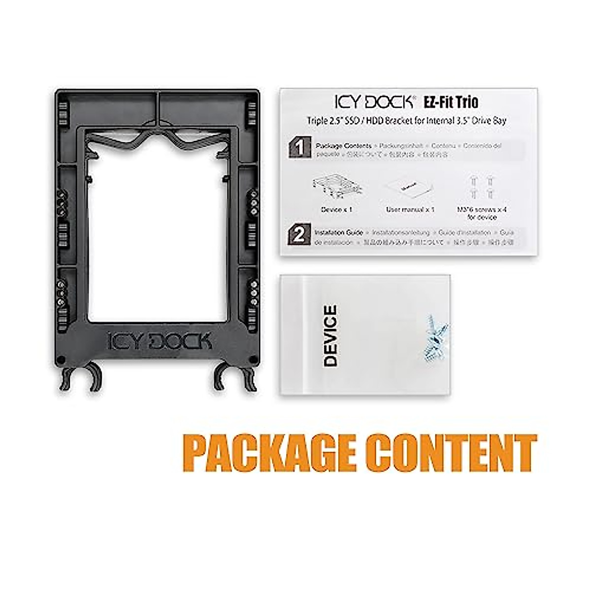ICY DOCK Tool-Less Triple 3 Bay 2.5 to 3.5 Hard Drive SSD Mounting Bracket Kit Adapter | EZ-FIT Trio MB610SP