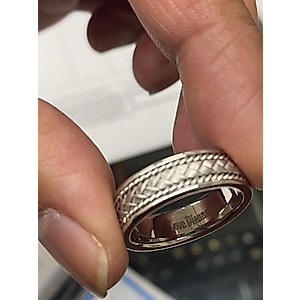 TGDJ Two Tone Yellow Gold Braided Wedding Band - 7 mm Handmade Beautifully Crafted White Gold Wedding Ring for Couple - Yellow Gold Braided With White edges - Free Customized Engraving (14k Gold, 5)