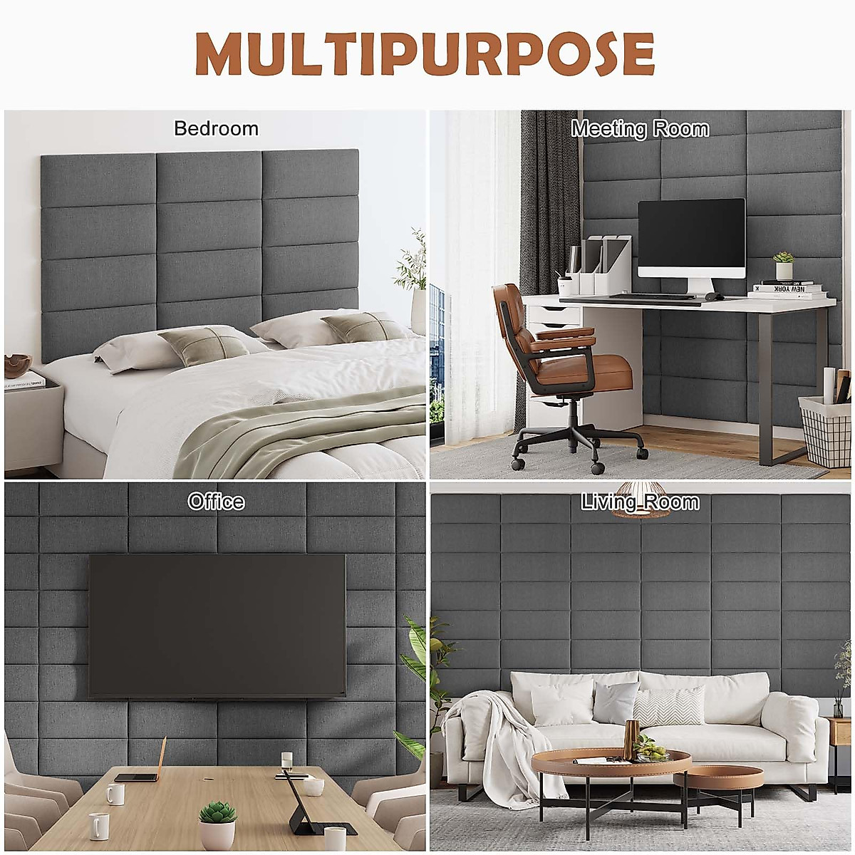 IFNOW Upholstered Wall Mounted Headboard, 3D Soundproof Wall Panels Peel and Stick Headboard for Queen Size, Reusable and Removable Tufted Bed Headboard in Dark Grey(9 Panels, 10" x 24")