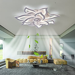Ceiling Fan with Light,Modern Indoor Flush Mount Ceiling Fan with Dimmable LED Light and Remote Control 3 Color Temperatures 6 Gear Wind Speed for Kids Room Bedroom 100W 32in7in