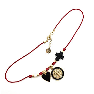 Saint Benedict Gold and Black Tone Enamel Pendant Powerful Azabache Chocker Gargantilla Protectora