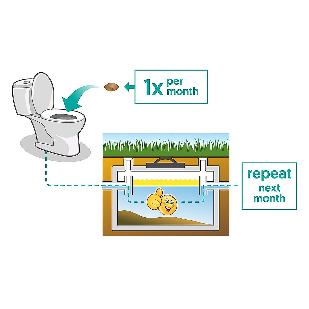 Septic Tank Treatment - 1 Year Supply of Dissolvable Easy Flush Live Bacteria Packets (12 Count) - Best Way to Prevent Expensive Sewage Backups - Made in USA