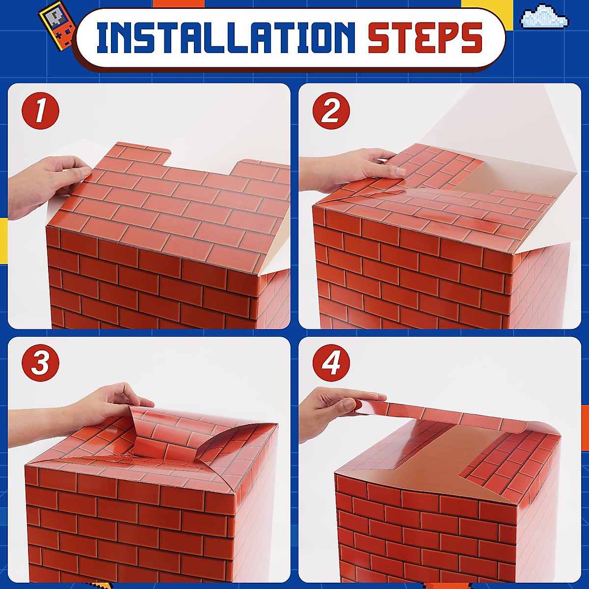 6 Pcs Brick Block Boxes 11.8 Inch, Halloween Trunk or Treat Decorations, Party Favor Box, Mystery Boxes, Props Boxes for Game Party Decorations Birthday Party Supplies