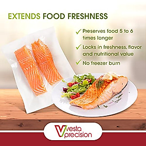 Vesta Precision Vacuum Seal Pouches - Clear and Embossed Vacuum Sealer Bags with Zipper and Valve - Great for Food Storage and Sous Vide - 8 x 12 inches - 15 Vacuum Seal Bags Per Box