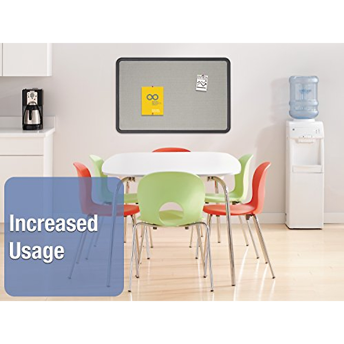 Quartet Bulletin Board, Fabric, 3 x 2 Feet, Office Bulletin Boards, Contour Gray Plastic Frame (7693G)