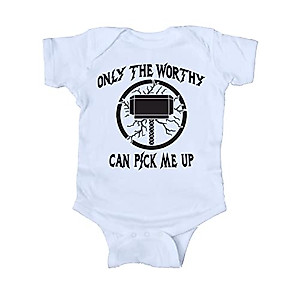 Sunray Clothing Only The Worthy Can Pick Me Up Thor Baby Onesie (12 Months, Red)