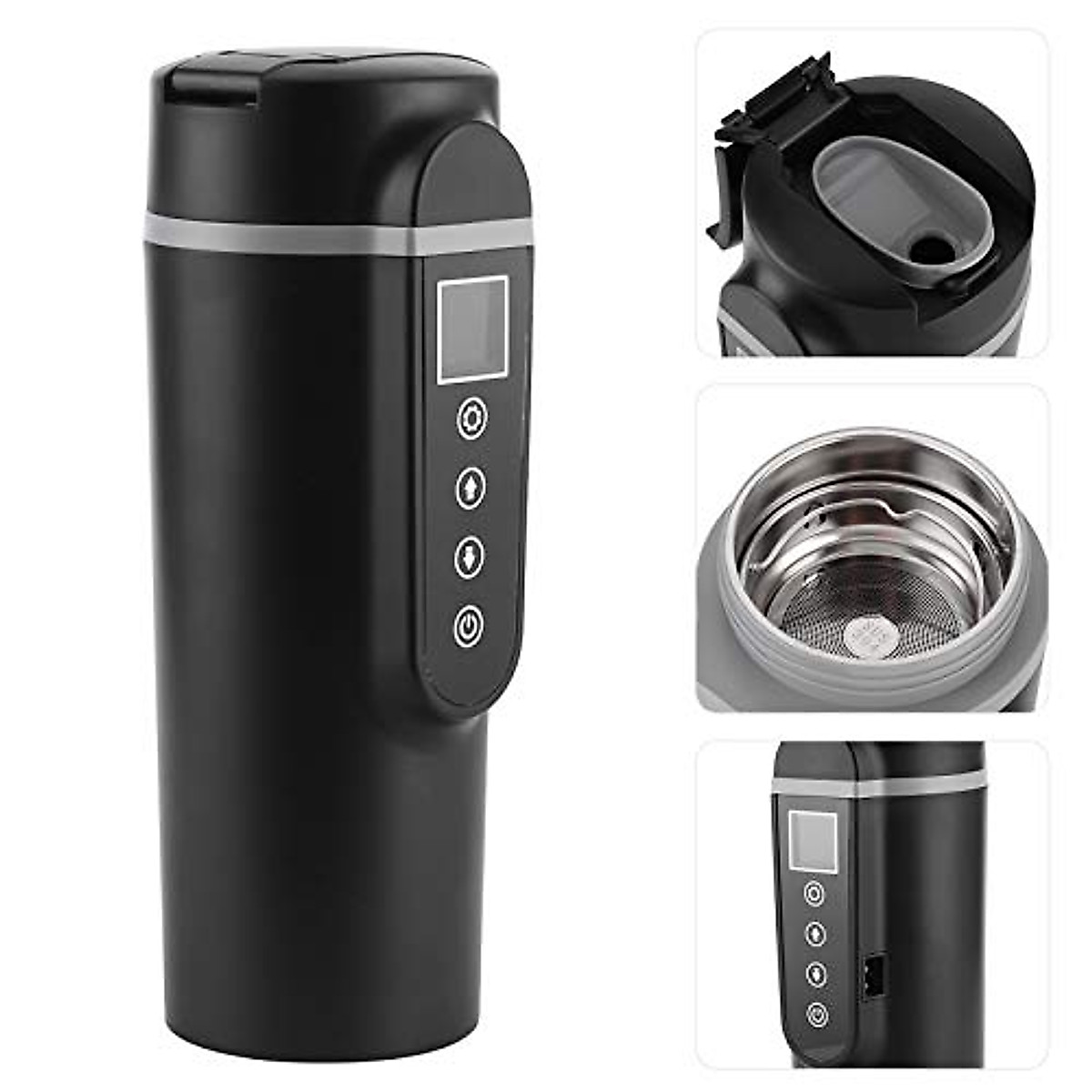 Yctze Smart Temperature Control Travel Coffee Mug 450ml 12-24V Electric Heated Travel Mug Stainless Steel Car Cup 0-100℃ Adjustable,20-25 MIN Quick Heating for heated travel mug temperature control cu