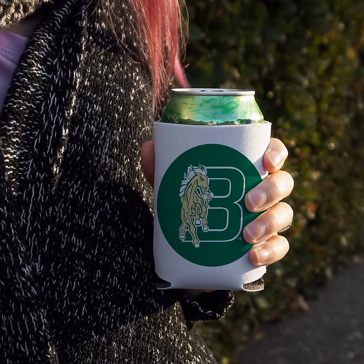 Bronx Community College Secondary Logo Can Cooler - Drink Sleeve Hugger Collapsible Insulator - Beverage Insulated Holder