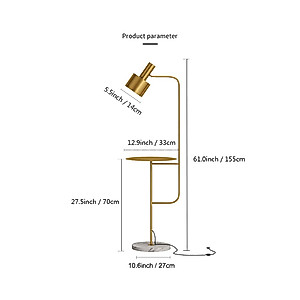 Hsyile Lighting KU300217 Contemporary Modern Creative Floor Lamp with a Table,Suitable for Living Room,Den,Office,Bedroom - E26 Bulb - Brushed Brass Finish