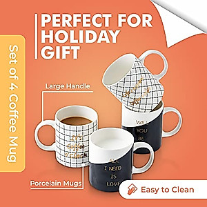 Bruntmor 18 Oz Coffee Mug Set of 6, 18 Ounces Large Porcelain Gradient Orange Stacking Plain Coffee Mug Set, Best Tall Coffee Mug Set For Birthday, Thanksgiving, Christmas Gift