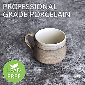 Bosmarlin Large Ceramic Wide Coffee Latte Mug Set of 2, 18 Oz, Big Stoneware Tea Cup for Office and Home, Dishwasher and Microwave Safe (Brown Grey, 2)