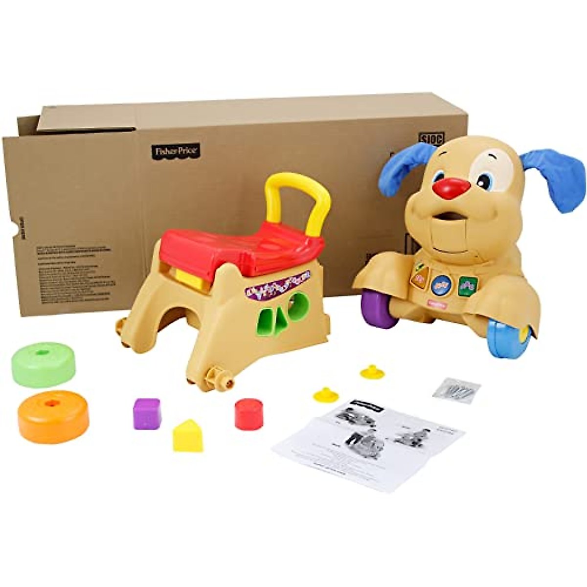 Fisher-Price Laugh & Learn Stride-to-Ride Puppy [Amazon Exclusive] & Laugh & Learn Baby Walker and Musical Learning Toy with Smart Stages Educational Content, Learn with Puppy​