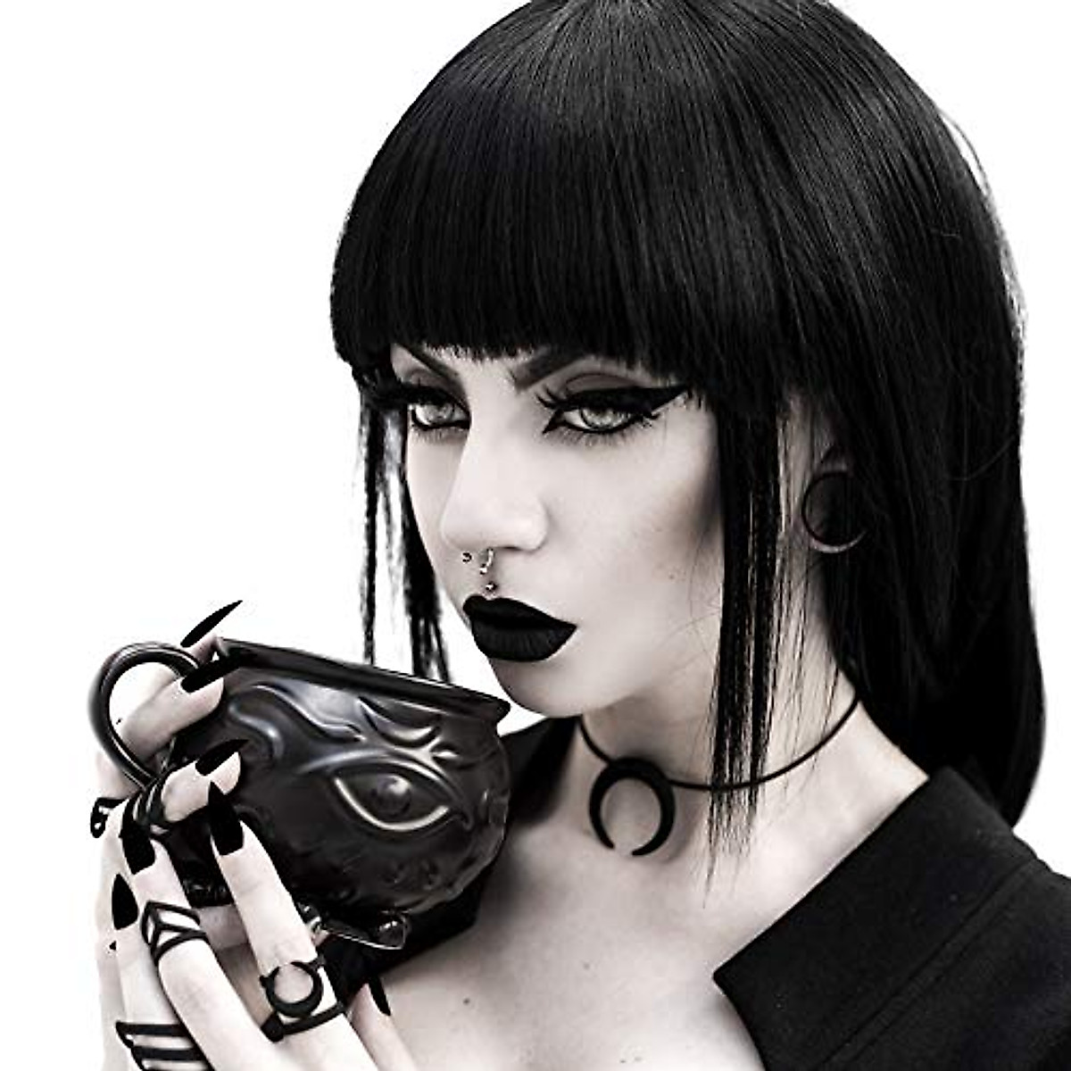 Rogue + Wolf Large Coffee Mug, Big Witch Cauldron Ceramic Mug, Witchcraft Coffee Cups, Ceramic Halloween Decor Spooky Coffee Mugs for Women Porcelain 3D Novelty Gothic Cup Goth Tea Witchy -14 oz 400ml