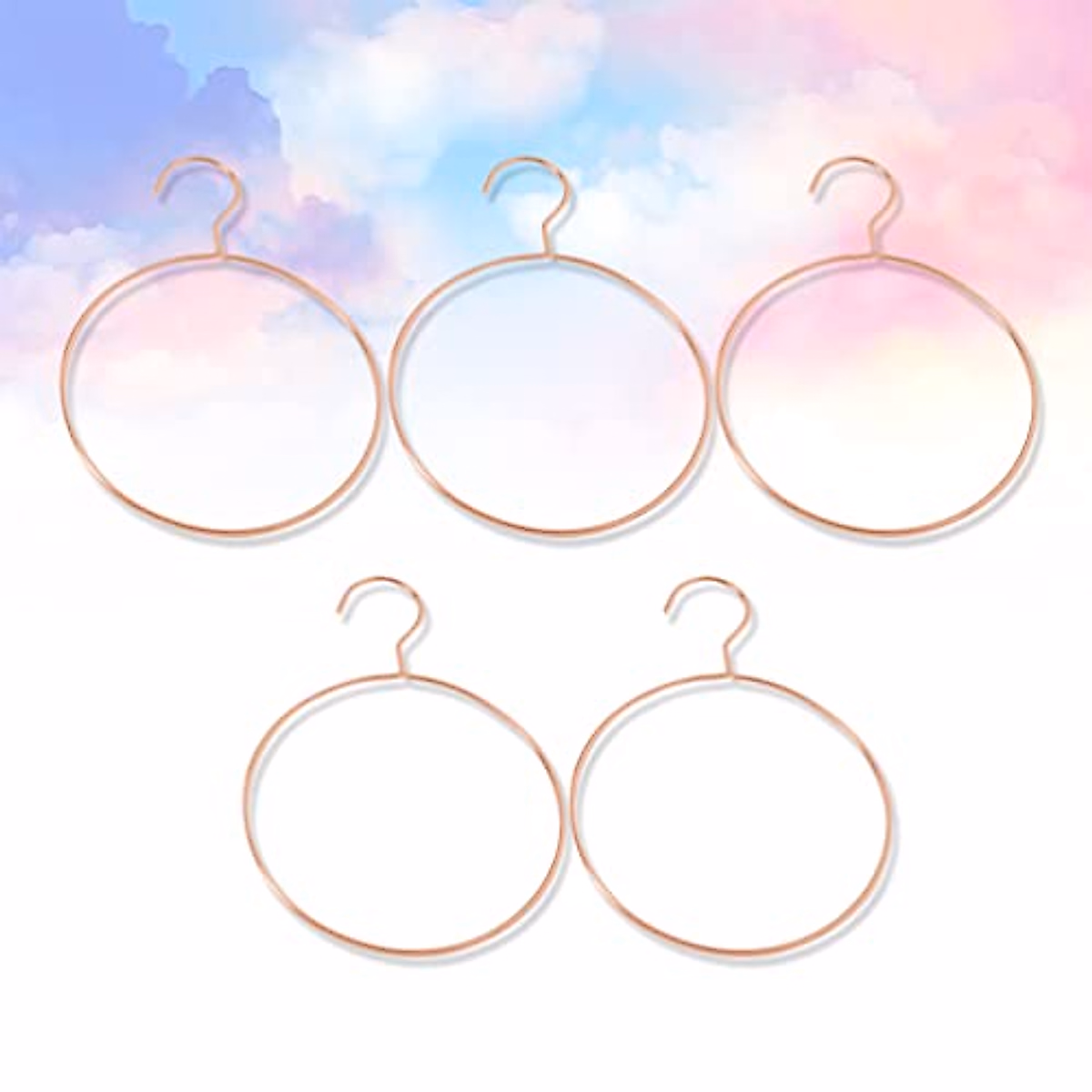 Zerodeko Laundry Rack 5pcs Round Circle Hanger Space- Saving Hanger Thong Underwears Display Ring Hanger Display Hoop Rack for Scarves Shawl and Belts Rose Gold Metal Hangers