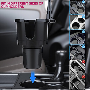 OOLYCIO 2 in 1 Cup Holder Expander Phone Mount for Car, Black, Compatible with iPhone, Samsung, iPad, Tablet, Smartphone