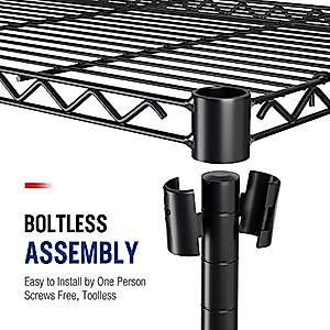 WORKPRO Storage Shelves, 5 Tier Metal Shelving Unit, Garage Wire Rack, Standing Adjustable Shelves with Hooks for Pantry Closet Kitchen Basement, 30" W x 14" D x 60" H, Capacity 750 LBS(Total)