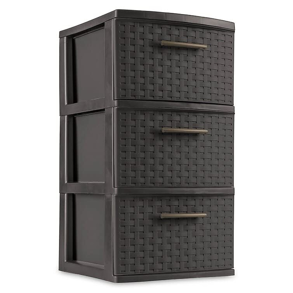 3 Drawer Weave Tower Plastic, Espresso, Set of 2