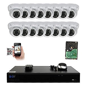 GW Security 16 Channel 4K NVR 5MP H.265 IP Surveillance Security Camera System with 16-Piece Super HD 1920P Weatherproof Microphone PoE Security Dome Cameras, AI Human Detection
