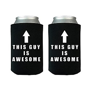 Funny This Guy is Awesome Collapsible Beer Can Bottle Beverage Cooler Sleeves 2 Pack
