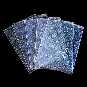 50 Pcs Clear Laser Flashing Card Sleeves for Standard Size Trading Cards, Star Shape Photocards Sleeves for Kpop Photos, Holographic Foil Soft Card Protector 2.5" X 3.5" for Photocard,Game Cards