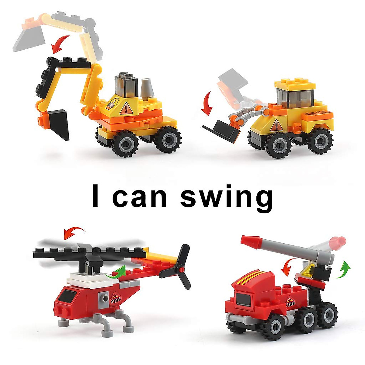 Mini Building Blocks Cars Toys Sets 12 Packs Assembly Mini Cars Toys for Boys, Girls Stem Building Car Assorted Construction Truck Fire Trucks Police Cars Party Favor Goodie Bags for Kids.