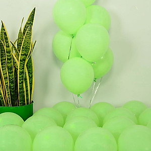 RUBFAC Lime Green Balloons Latex Party Balloons, 100pcs 12 Inch Green Balloons for Party Decoration Like Birthday Party, Graduation, Wedding, Baby Shower, Gender Reveal (with Green Ribbon)
