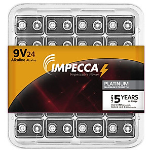 Impecca 9 Volt Batteries, Premium Alkaline (24-Pack) High Performance, Ultra Long Lasting, and Leak-Resistant All-Purpose 9V, 24 Count, 6LR61 - Platinum Series