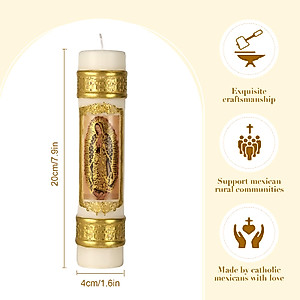Religious Candles Catholic,Virgen De Guadalupe Prayer Candles for Church Baptism First Communion Wedding Mexican Gift,Cirios Religiosos Catolicos,Vela De Bautizo,Cirio Pascual Catolico 2024