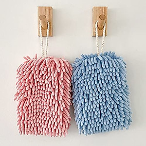 4PCS Hanging Hand Towel Balls Chenille Absorbent Hand Towels with Loop Quick Drying Microfiber Bath Towel for Bathroom Kitchen