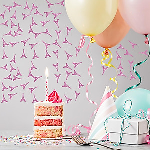 100pcs Eiffel Tower Confetti, Pink Glitter Paris Party Table Confetti, Paris French Theme Party Paper Scatters, Baby Shower/Bridal Shower Party Table Decoration