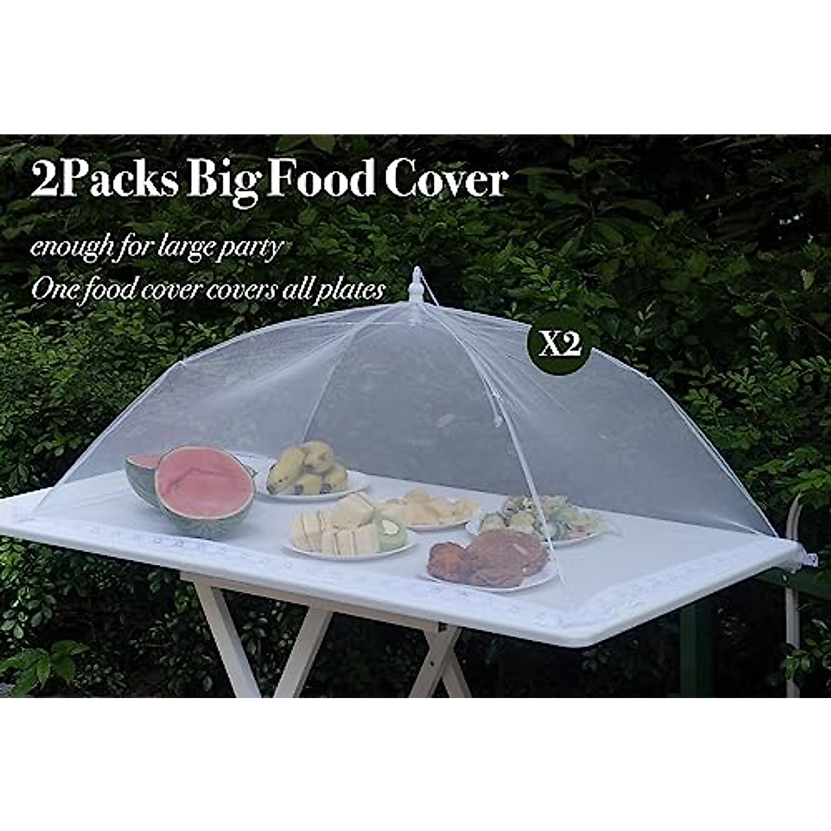 Food Covers for Outside, 2 Extra Large 40"X24" & 2 Large 17"X17" & 2 Middle 14"X14" Food Tents, Pop-Up Food Covers for Outdoors Mesh Screen Food Net Picnic Accessories
