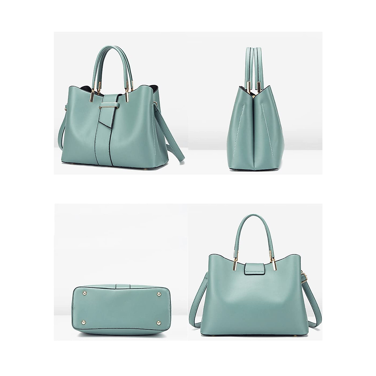 SMALLBLUER Women's Fashion Handbag PU Leather Shoulder Crossbody Bag Purse 2pcs-Brown