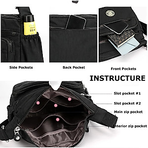 LassZone Women's Shoulder Bags Multi-Pocket Casual Crossbody Bag Handbags Waterproof Nylon Messenger Travel Bags Ladies Tote