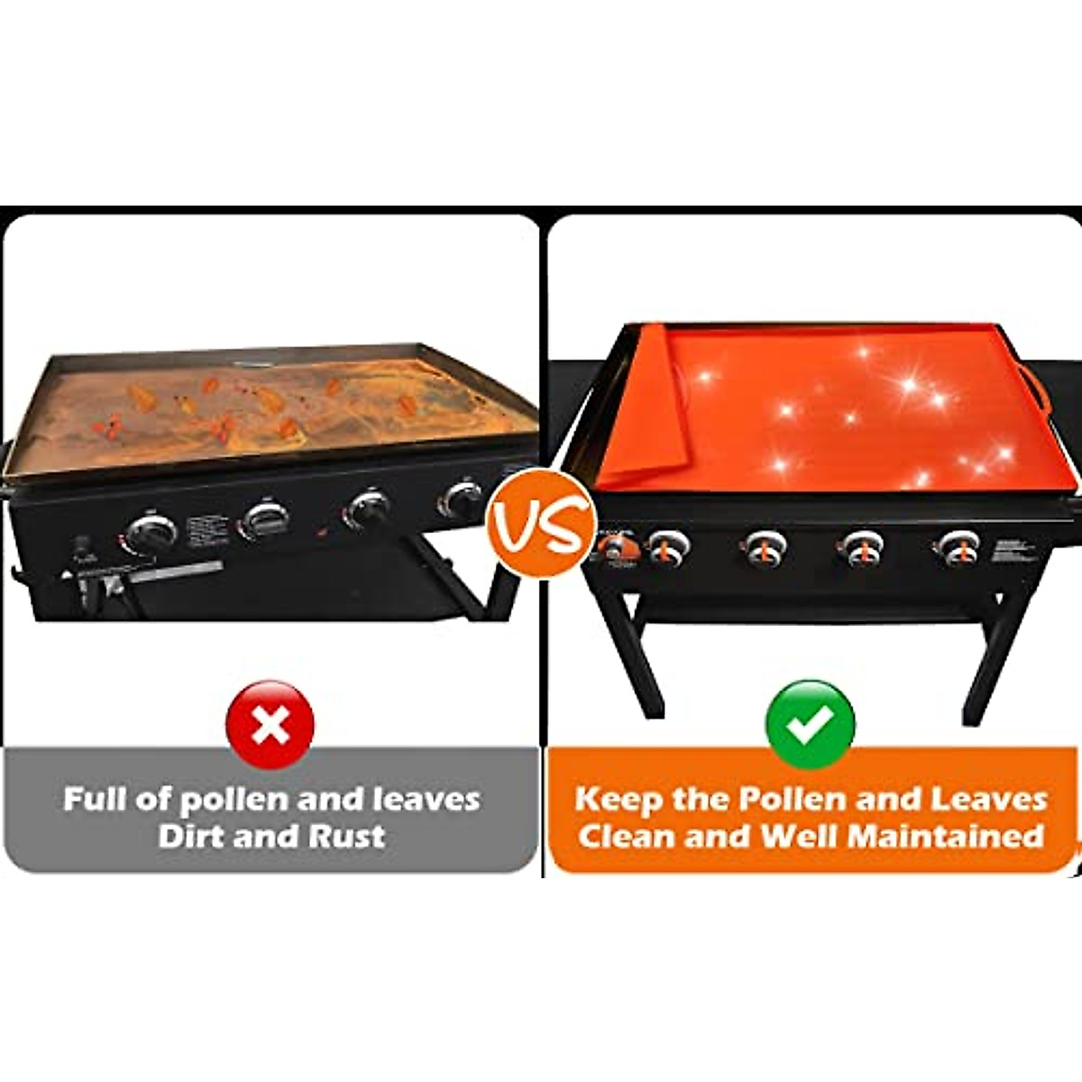 36" Griddle Silicone Protective Mat for Blackstone, Protective Cover Mats with Tong for Blackstone 36in Griddle Top Covers for Blackstone Protector Indoor Outdoor-Orange(Not for 36'' Cabinet Griddle)