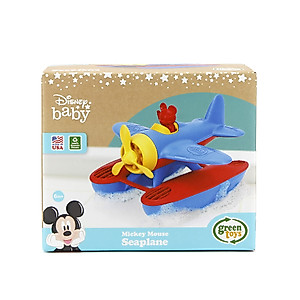 Green Toys Disney Baby Exclusive Mickey Mouse Seaplane, Blue/Red - Pretend Play, Motor Skills, Kids Bath Toy Floating Vehicle. No BPA, phthalates, PVC. Dishwasher Safe, Recycled Plastic, Made in USA.