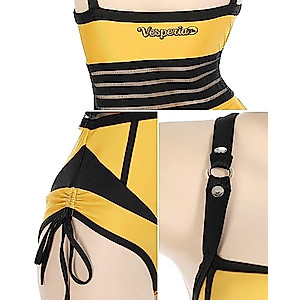 Miraculous Women's Vesperia Beach Shoulder Straps One Piece Swimsuit Bathing Suit (as1, Alpha, x_l, Regular, Regular, Yellow)