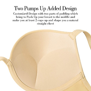 Wingslove Women's Push Up Bra Deep V Plunge Underwire T-Shirt Bra Multiway 2 Cups Up（Nude,32D