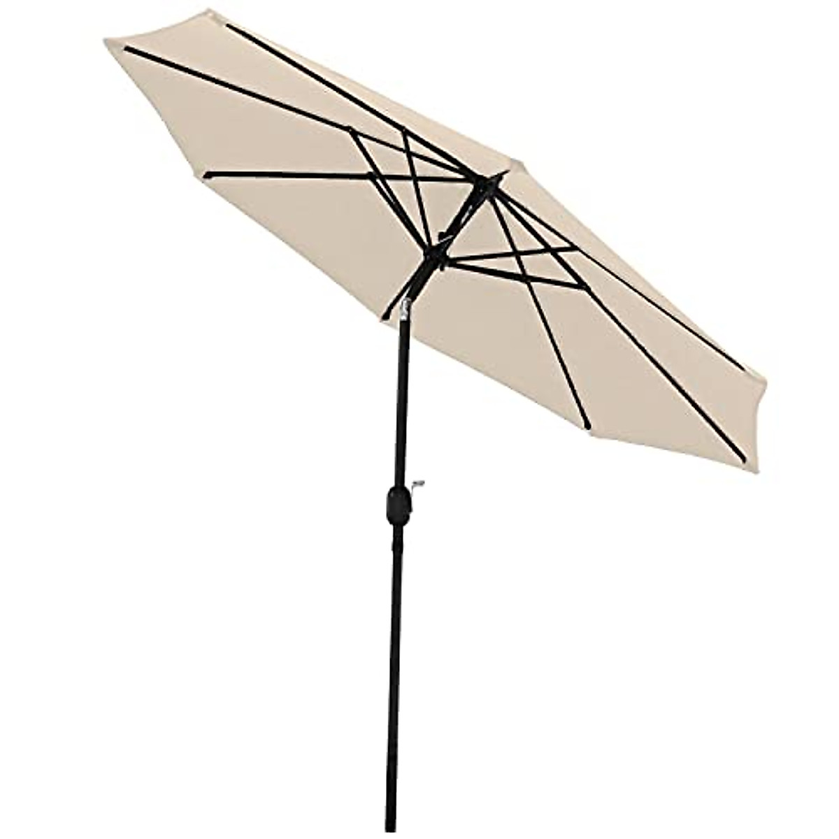 Sunnydaze 9-Foot Patio Umbrella - Push-Button Tilt and Crank Handle - Aluminum Pole and Polyester Shade Canopy - Beige