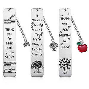3 Pack Teacher Metal Bookmark, Book Lover Reading Gifts, End of Term Teacher Appreciation Thank You Gift Nursery Preschool School