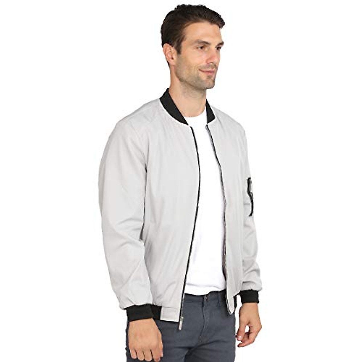 WULFUL Mens Casual Lightweight Jacket Softshell Flight Bomber Jacket Varsity Windbreaker