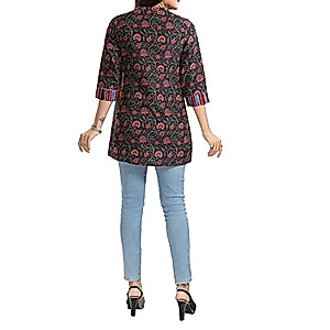 IshDeena Stay stylish with the Indian Kurtis for Women in M to Plus size (Black - i22s1 /Medium)