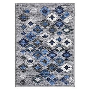Seavish Washable Area Rugs 5x7 Grey/Blue Farmhouse Rugs for Living Room Soft Retro Distressed Dining Room Rug Non-Slip Easy-Cleaning Indoor Carpet Floor Decoration for Entryway Office Room