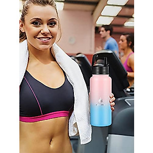 Insulated Water Bottle with Straw Lid, 32oz Vacuum Stainless Steel Insulated Sports Water Bottle, Double Wall BPA Free Sweat-Proof Thermos to Beverages Perfectly Keep Cold or Hot