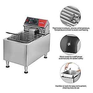 CROSSON 240V Electric Deep Fryer ETL Listed with No-Assembling-Needed Solid Basket,Lid and Height Adjustable Leg for Restaurant Use,240V/3300W Commercial 15Lbs Countertop Deep Fryer