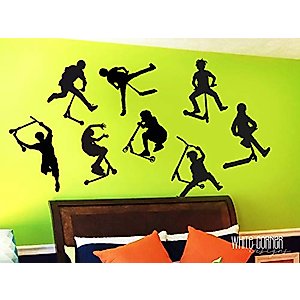 8 Stunt Scooter Stickers - Scooter Wall Decal ga251