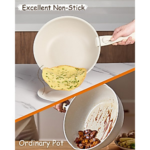 VIVIDCOOKWARE 22pcs Pots and Pans Set Non Stick, Ceramic Cookware Set with Detachable Handle, Pot Sets for Cooking Nonstick with Collapsible Dish Basin, Oven Safe