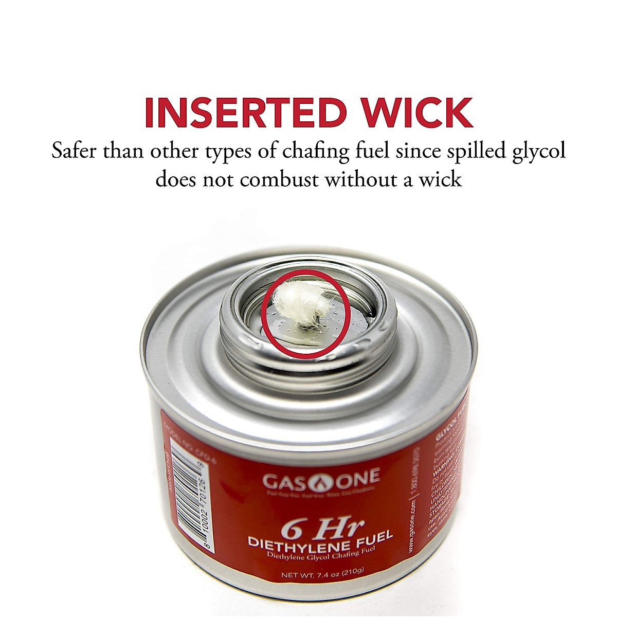 GASONE Gas One 1 pc-6 Hr Cooking Wick Liquid Safe Fuel for Chafing Dish, RED